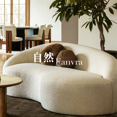 美式自然风弧形布艺沙发双人位