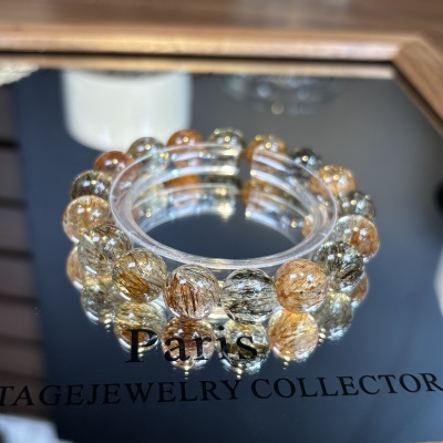 丁页级透体黑金超七单圈手串