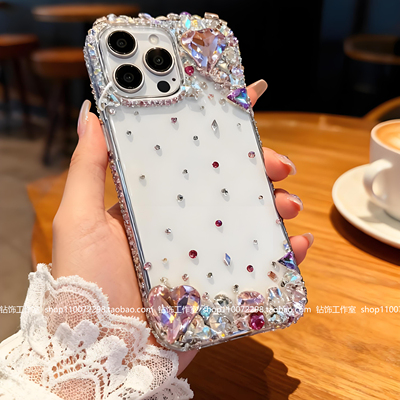 iPhone彩钻爱心手机壳轻奢闪钻