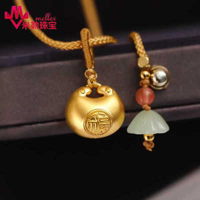 米勒珠宝女项链精品编制黄金吊坠