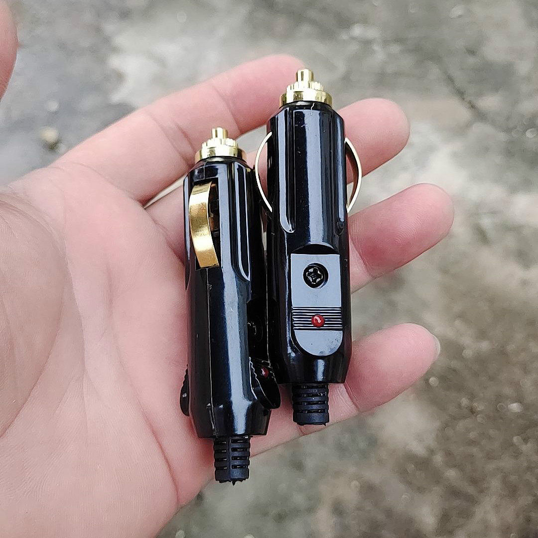 适用大功率汽车车载点烟器插头12V24V充气泵电木耐汽车点火器插头