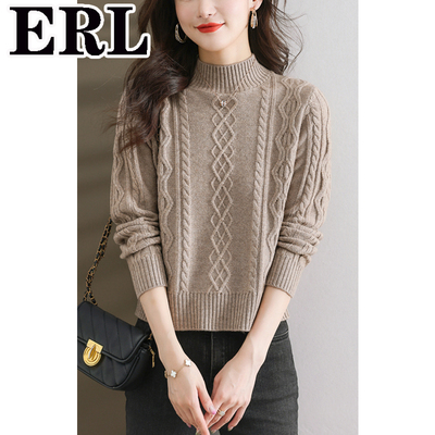 丝光羊毛打底衫半高领短款高腰小个子加厚毛衣针织内搭女秋冬提花