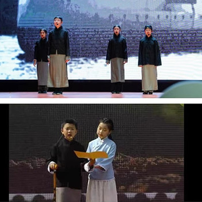 儿童清朝长袍马褂民国学生中山装表演出服掌柜情景剧如愿朗诵服装