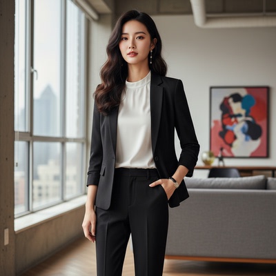 YAOLY姚领小西装女七分袖翻领一粒扣职场840H21153