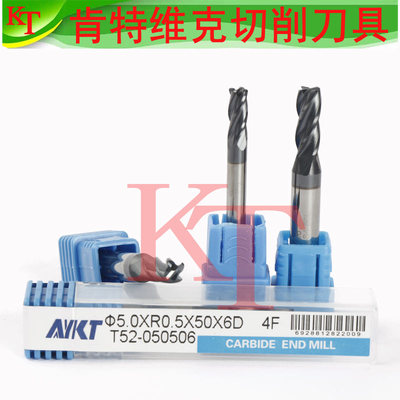 台湾进口AYKT50度加长圆鼻刀3R0.5X75 4R1X100mm合金圆鼻立铣刀