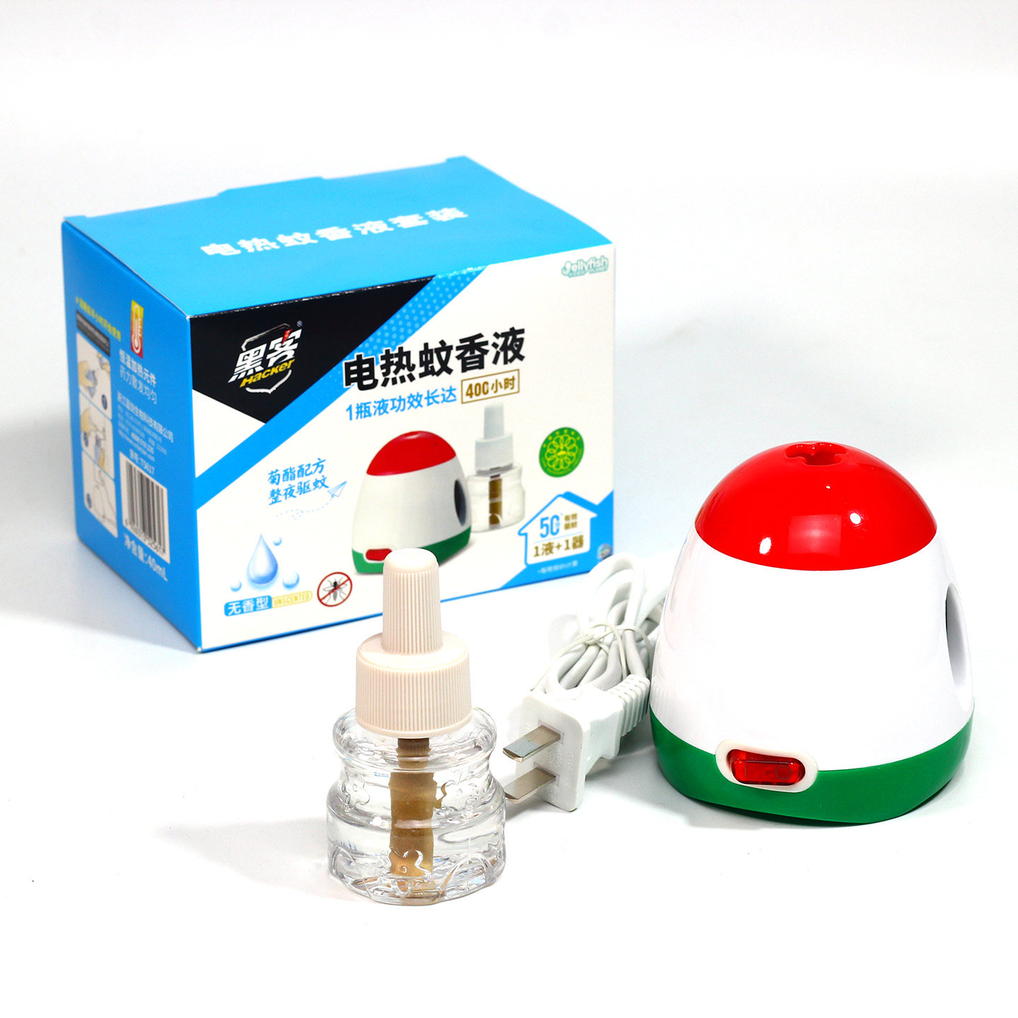 黑客电蚊香液蚊香器套装驱蚊液防灭蚊水无香味带拖线开关