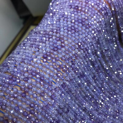 紫色锆石刻面水晶半成品散珠