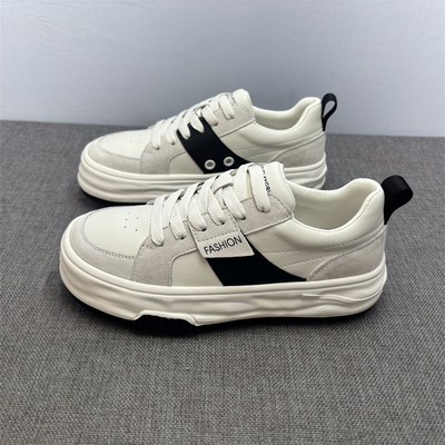 处理真皮德训鞋女春秋小白鞋板鞋