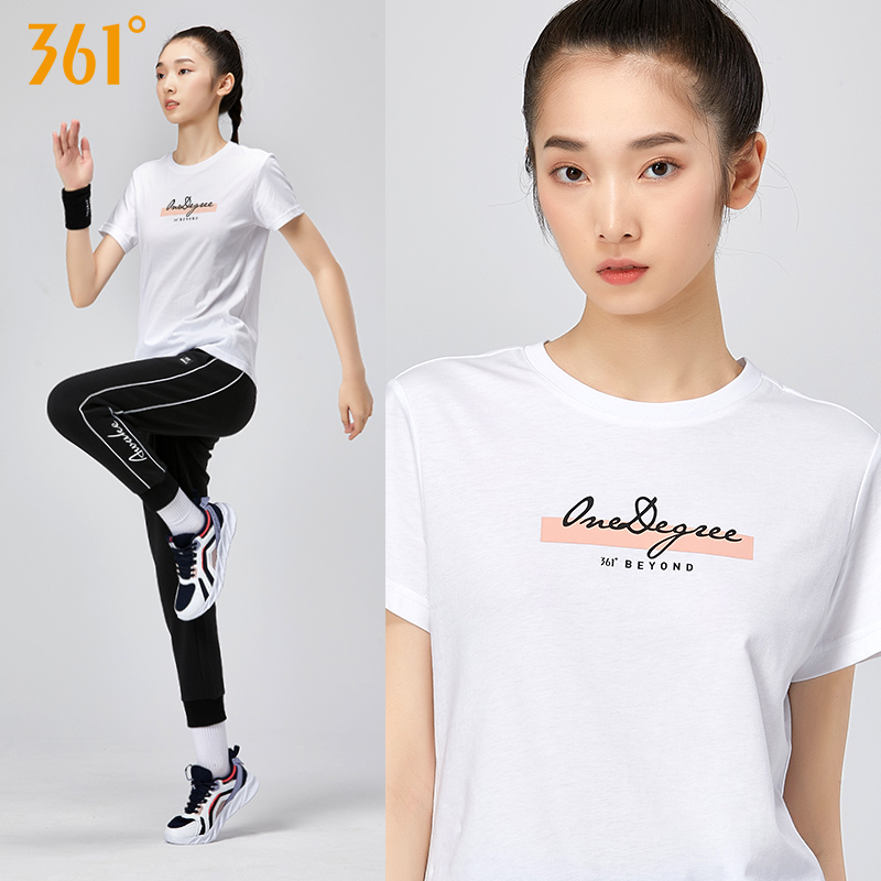 361运动T恤女短袖2023夏季新款半袖361度跑步健身圆领针织棉上衣_虎窝淘