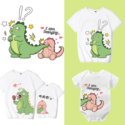 六一儿童节爬服短袖小恐龙亲子装