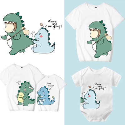 六一儿童节小恐龙大码短袖母女装