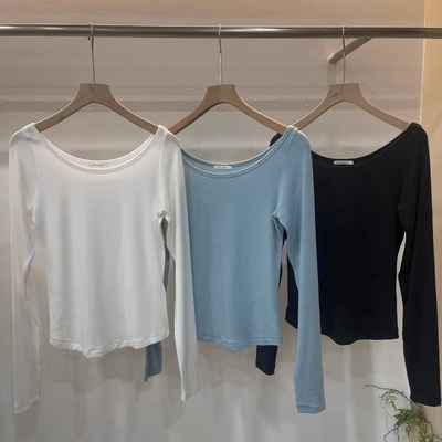 韩国river纯色百搭长袖打底衫女