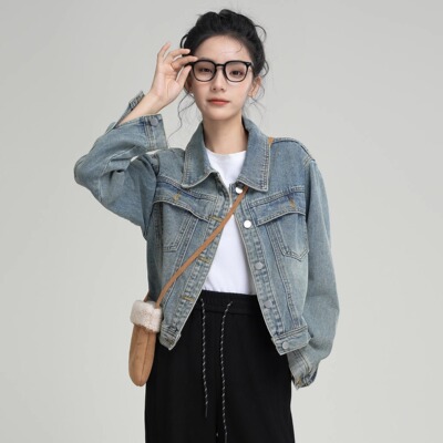 POLO领牛仔褂夹克短款上衣外套女