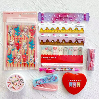 日本代购正版swimmer周边可爱昭和兔子少女心文具梳子便签集合