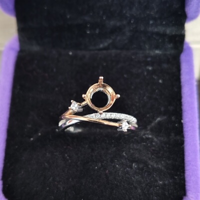 昌乐宝石城925纯银镀铂金戒托圆6.5一克拉培育钻石女戒指银饰银托