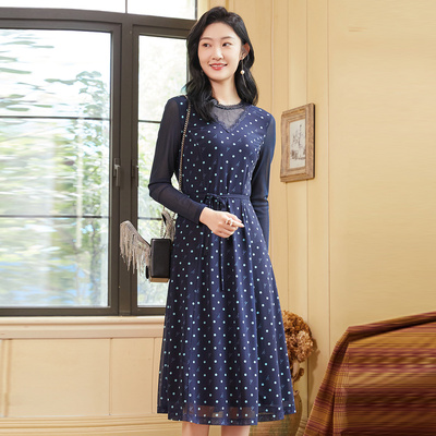 歌蒂诗连衣裙专柜优雅修身波点