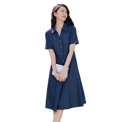 歌蒂诗夏季专柜新款时尚气质简约知性衬衫领连衣裙 1E21L2216