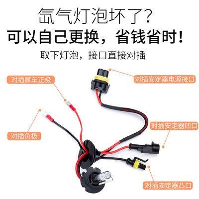 D2H氙气灯泡Q5双光透镜H4专用6000K改装24V套装黄金眼疝气55WLED