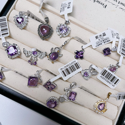 2.14更【紫水晶吊坠】s925纯银天然紫水晶吊坠复古爱心项链礼物