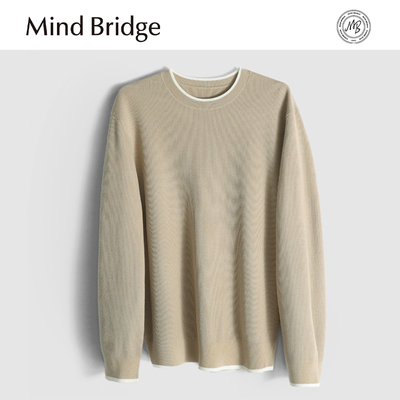 MindBridge 绵羊毛双股45支/510g秋冬圆领宽松休闲保暖针织衫MA6J