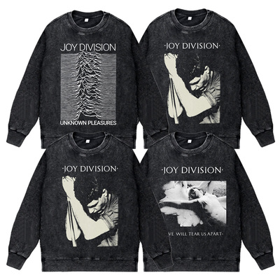 美式复古做旧水洗vintage圆领套头卫衣joydivision快乐分裂朋克