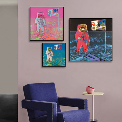 安迪沃霍尔AndyWarhol作品装饰画客厅美国宇航员登月波普艺术挂画