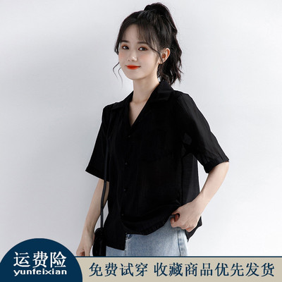 速发黑色白搭v领职业正装通勤面试高级内衬衣上衣