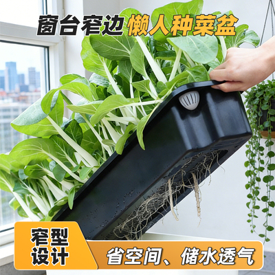 阳台自吸水种菜盆室内窗沿种菜神器懒人长方形种花神器挂墙窄花盆