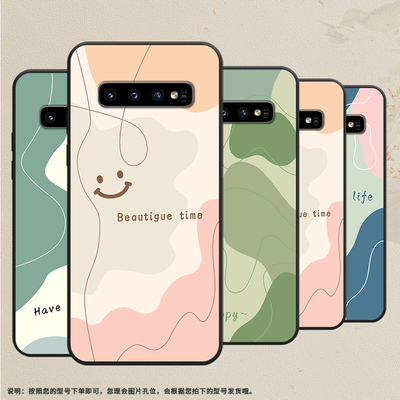 适用三星S10手机壳S10Plus保护壳S10E全包边samsungS10+磨砂壳SM-G975F防摔GalaxyS10色块拼接文字套纯黑色