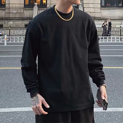 260g重磅纯棉男士长袖T恤打底衫