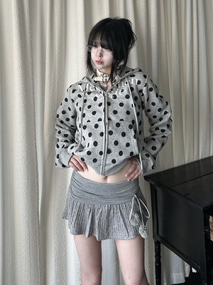 咖喱人设计感高腰半身裙女春夏季灰色显瘦修身a字超短裙辣妹