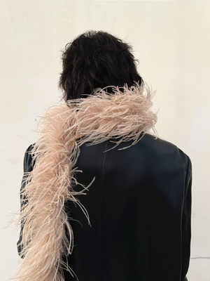 秋冬围巾通勤女性鸵鸟毛围巾