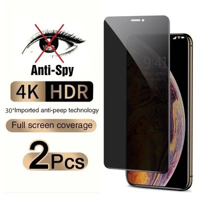 2PCS Privacy Screen Protector For iPhone 15 16 17 14 PRO MAX Anti--Spy Screen Protector Glass Film