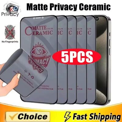 Matte Ceramic Privacy Screen Protector For iPhone 15 16 14 13 11 12 17 Pro Max SE 2022 Anti-spy Film