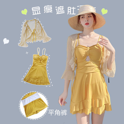 温泉连体遮肚显瘦微胖女孩游泳装