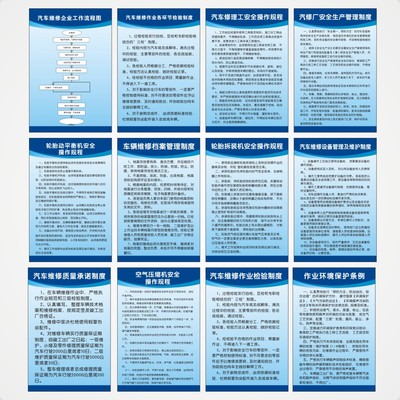 汽修厂安全生产管理制度汽车维修修理厂4S店各项操作规程警惕标识