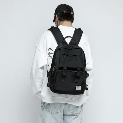 纯色双肩背包男女通勤上学百搭