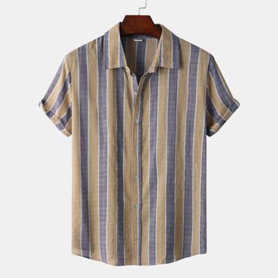2021 new men's shirt short sleeve fashion lapel print