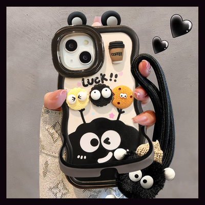 咖啡煤球双支架适用苹果16手机壳