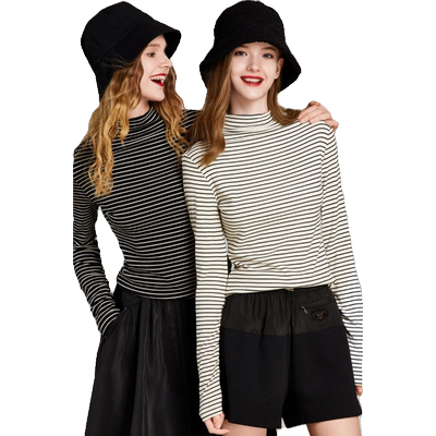 havva长袖高领条纹T恤