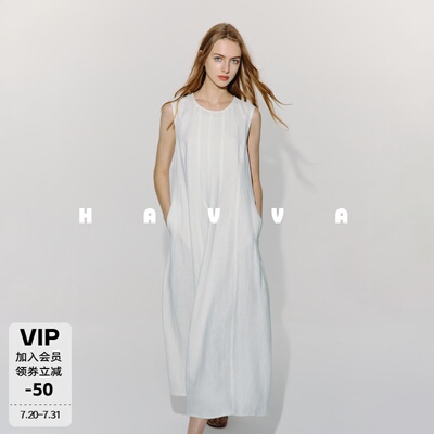 HAVVA无袖裙大摆及踝连衣裙