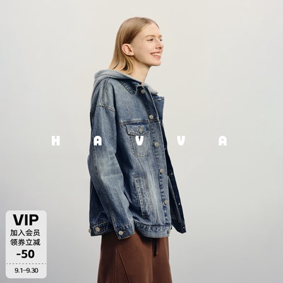HAVVA宽松水洗牛仔外套