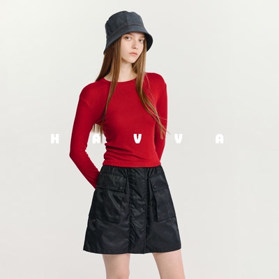 HAVVA【红运好运新年系列】弹力舒适长袖T恤女上衣2026春T3-4995