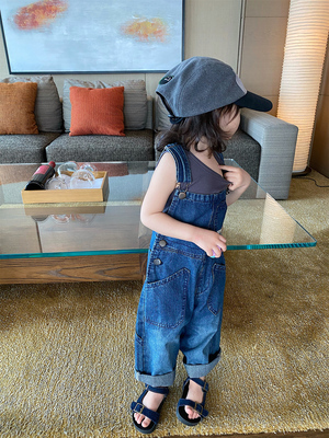 牛仔背带裤阔腿夏季新品