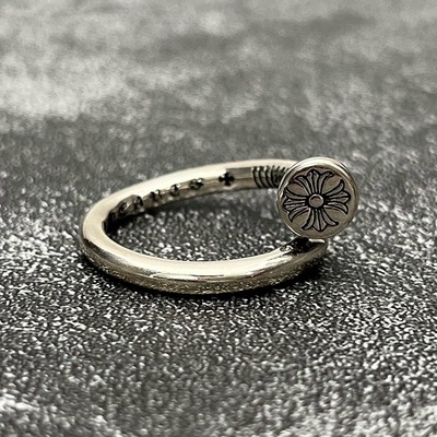 克罗泰银复古做旧！平头钉子戒子 个性百搭款