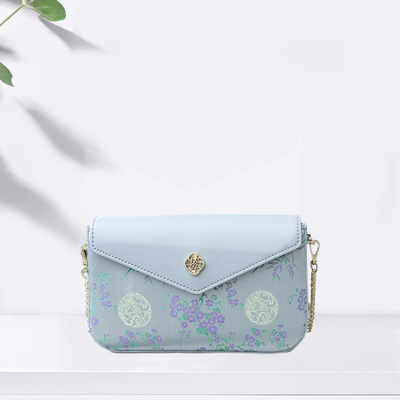 非遗宋锦配真皮民族风新中式国风单肩手拿链条斜挎包复古时尚百搭