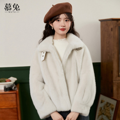 慕兔小个子立领仿水貂绒外套