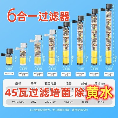 鱼缸过滤器循环泵三合一免换水内置净水神器增氧圆形小型潜水水泵