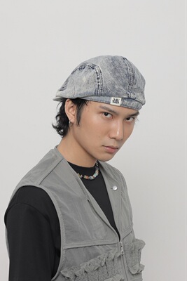 日系复古牛仔反戴水洗贝雷帽子男
