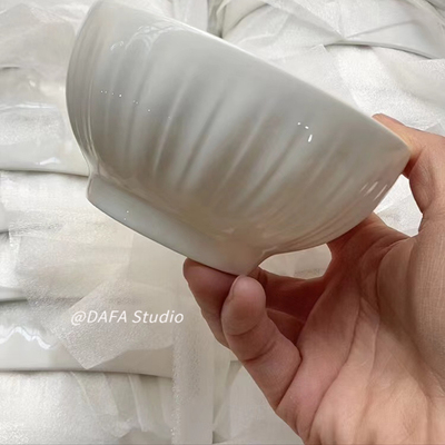 法式纯白系列浮雕碗盘套装
